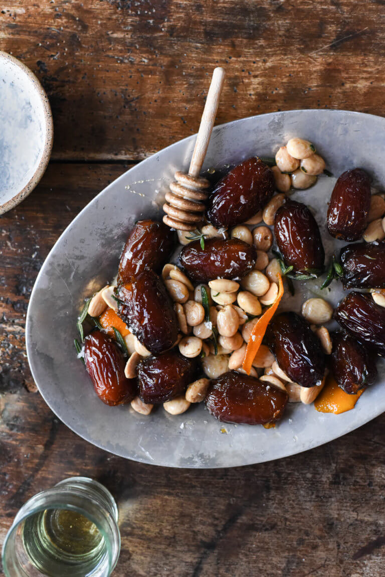 Warm Dates with Marcona Almonds & Honey - Rancho Meladuco Date Farm