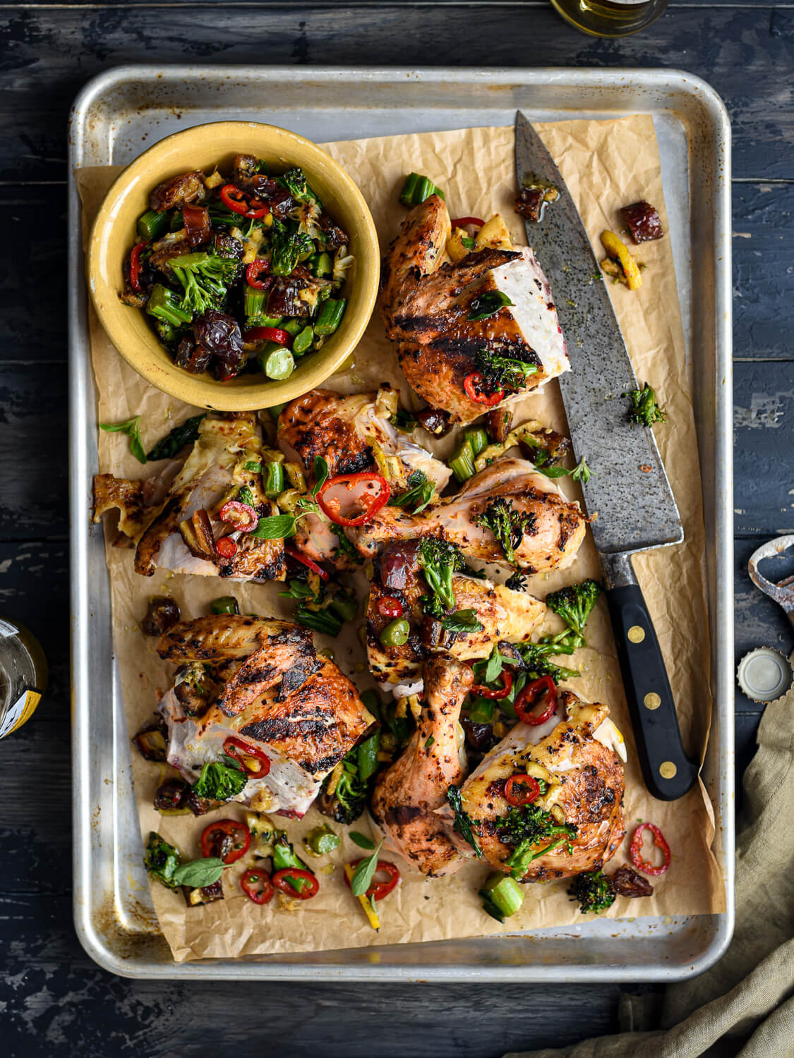 Spice-Rubbed Chicken with Charred Broccolini and Date Relish - Rancho ...